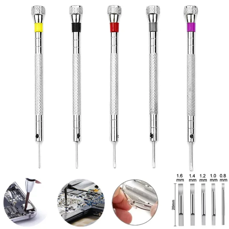 5pcs/set Steel Precision Screwdriver Phone Watch Slotted Flat Blade ...