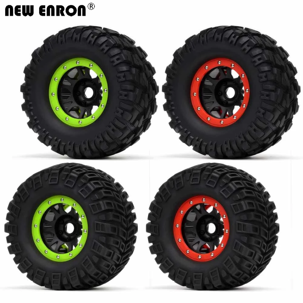 NEW ENRON 4PCS 165mm Plastic Beadlock Wheels & Rubber Tires for RC Car ...