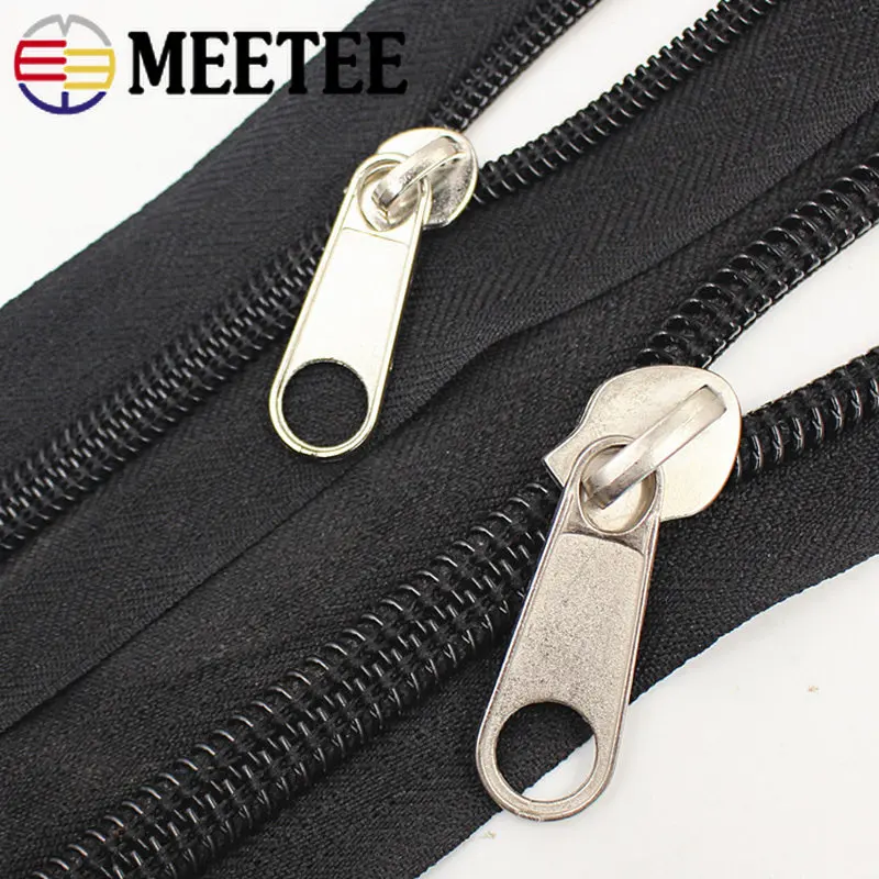 Meetee 8#10# 2meters Nylon Coil Zipper Double Side Sliders Open-end For ...