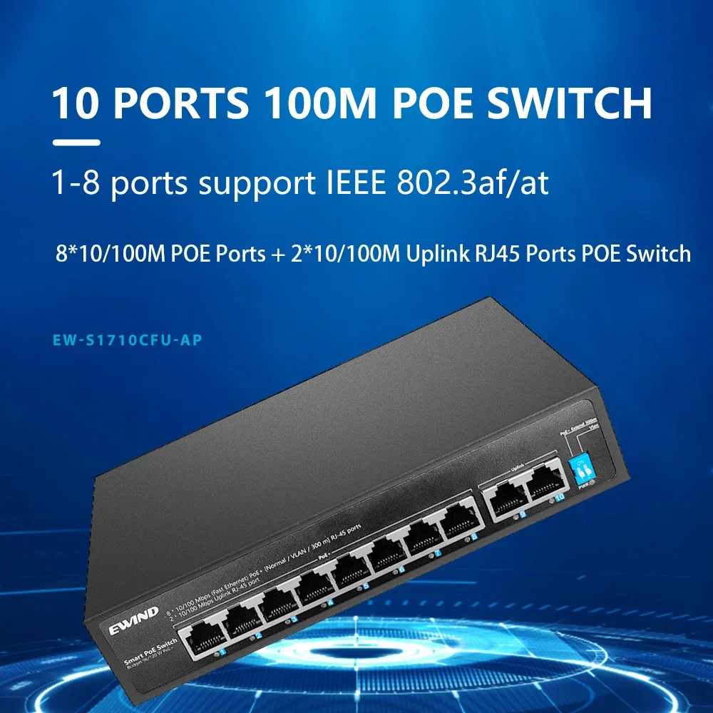 Poe-Switch-6-10-Ports-10-100-MBit-s-Ethernet-mit-2-RJ45-Ports-Schneller ...