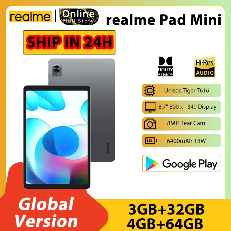 Realme-Mini tableta Android versión Global, batería de 6400mAh, pantalla grande de 8,7 pulgadas ...