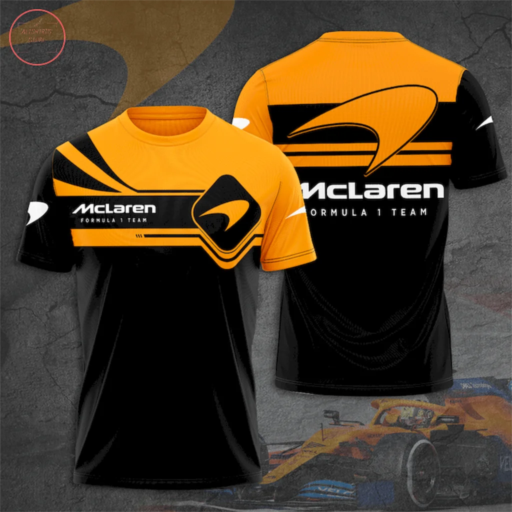 McLaren men's crew neck tee, f1 3D printed fashion racing top, formula ...