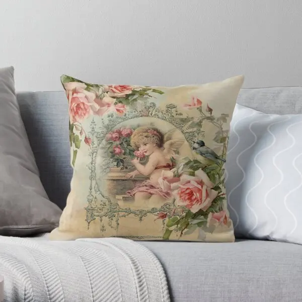 Vintage-Rose-Victorian-Angel-Printed-Pillow-Case-Decorative-Cover-Bed ...