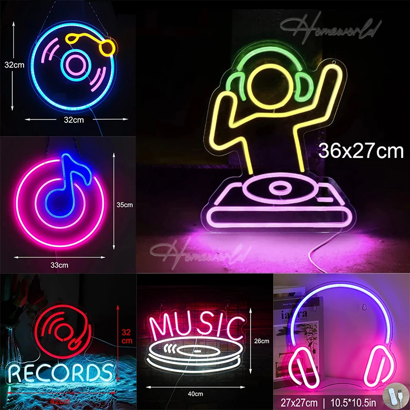 Music Record Neon Sign Recorder Drum LED Neon Sign for Bar Music Studio ...