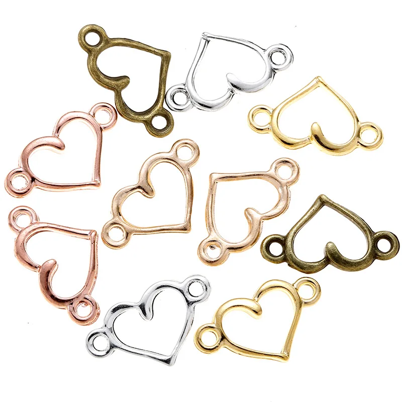200-Pieces-Bag-14-8mm-Metal-Hearts-Connectors-Pendant-DIY-Necklace ...
