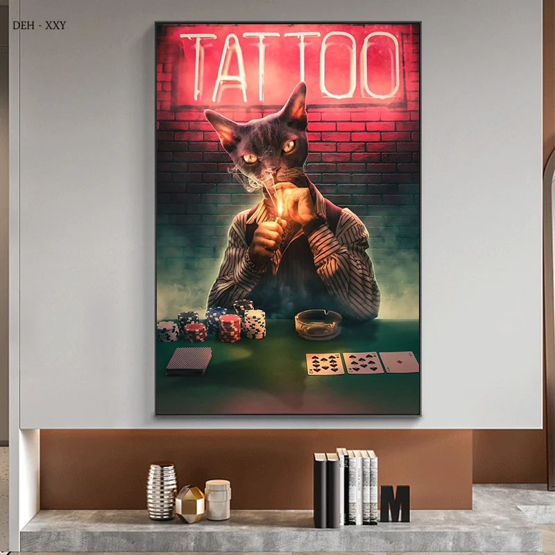 Cat Smoking Cigar Tattoo