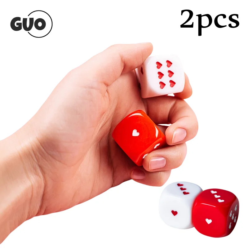 2Pcs-Red-White-Heart-shaped-Dice-Game-Props-Round-Corner-Cubes-Acrylic ...