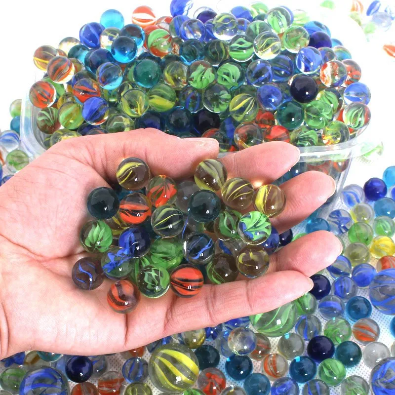 50PCS-14mm-Colorful-Glass-Marbles-Toy-Kids-Marble-Balls-Run-Game ...