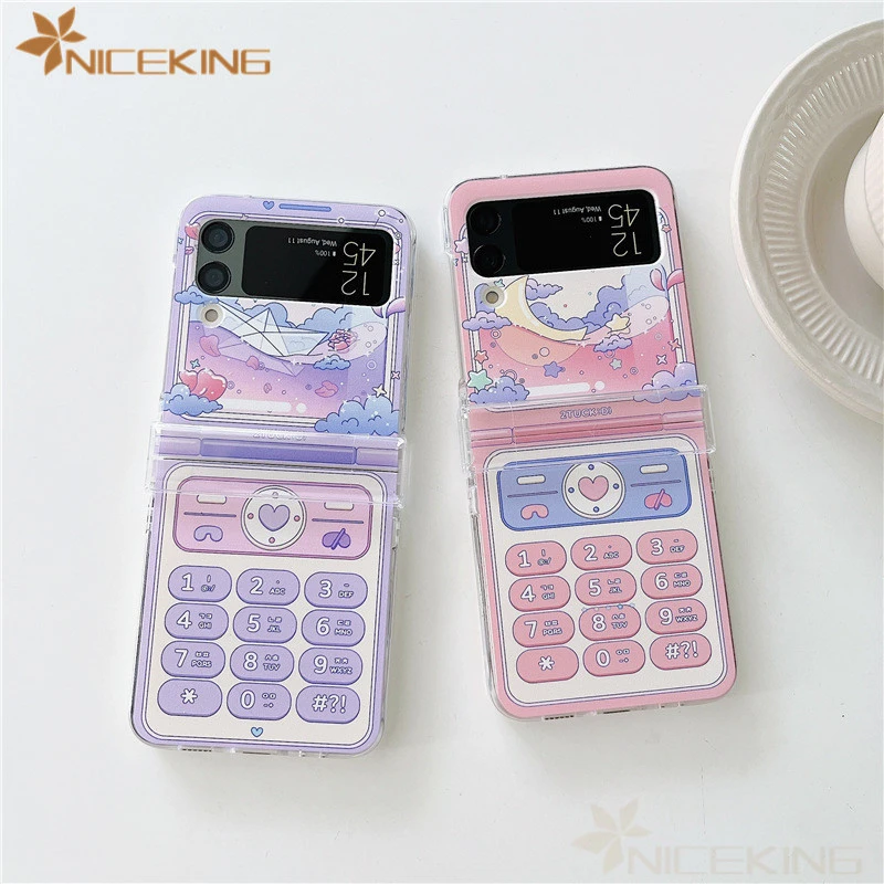 Cute Cartoon Phone Cases For Samsung Galaxy Z Flip 3 4 5g Luxury Hard ...