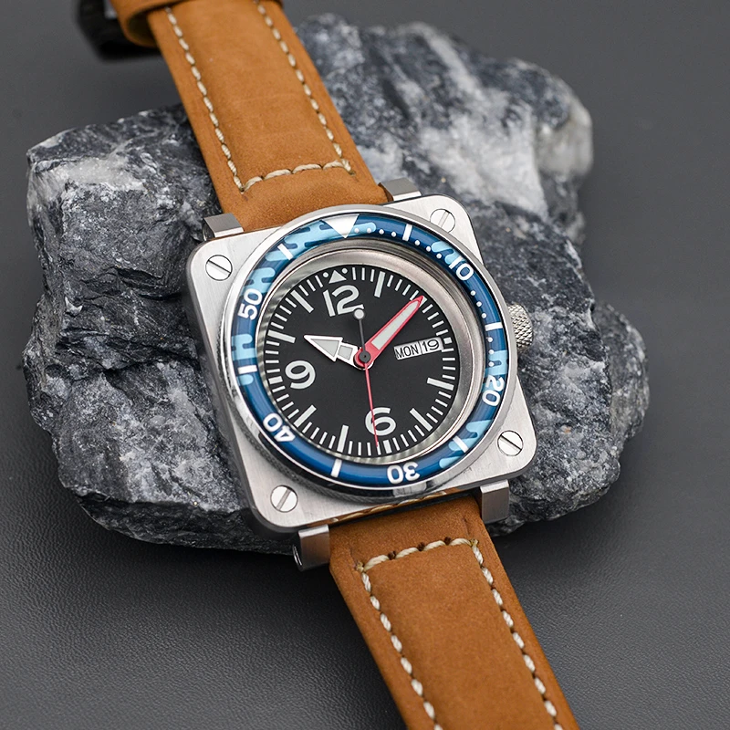 New Square Men's Watch Mechanical Watches Sapphire Glass 28.5mm Dial ...