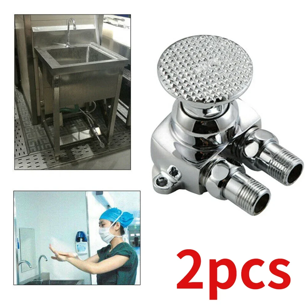 2pcs-Foot-Pedal-Control-Valve-Faucet-Vertical-Basin-Switch-Kitchen-Sink ...