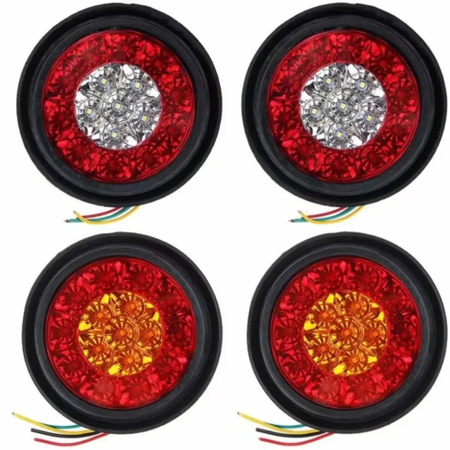 A Pair 16 LED Dual-Color Taillights Rubber Ring Round Taillights Car ...