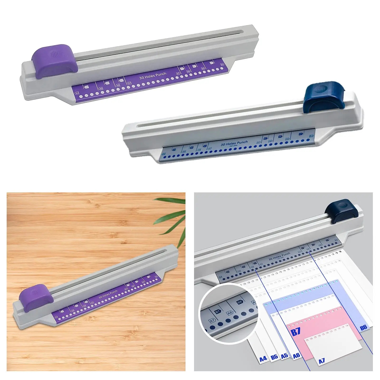 30-Hole-Puncher-5-Sheet-Capacity-Compact-Versatil-Metal-Manual-A4-Paper ...