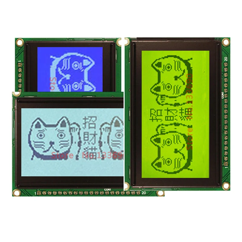 5V 128X64 75X52.7MM Dots Graphic Blue Yellow Gray LCD Display Module ...