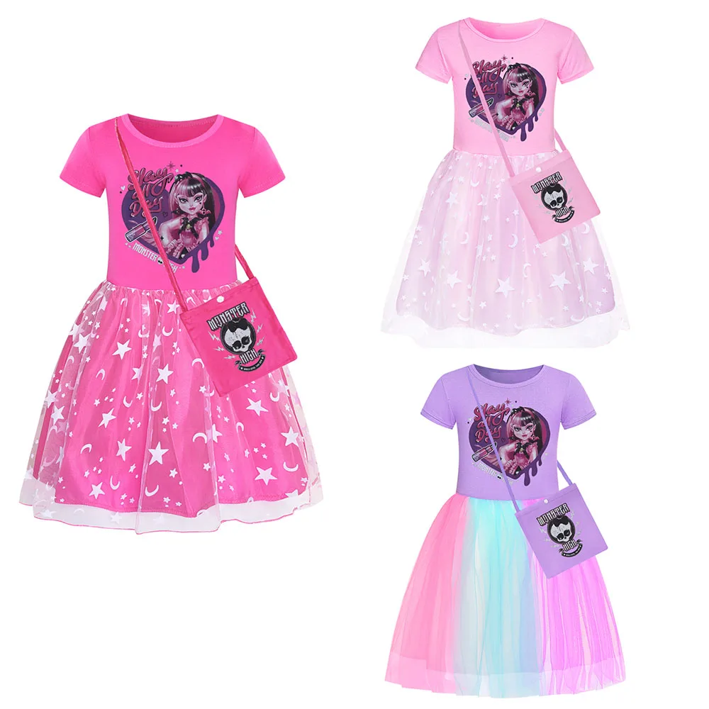 2024-New-Summer-Cartoon-Monster-High-Dresses-Baby-Girls-Princess-Dress ...