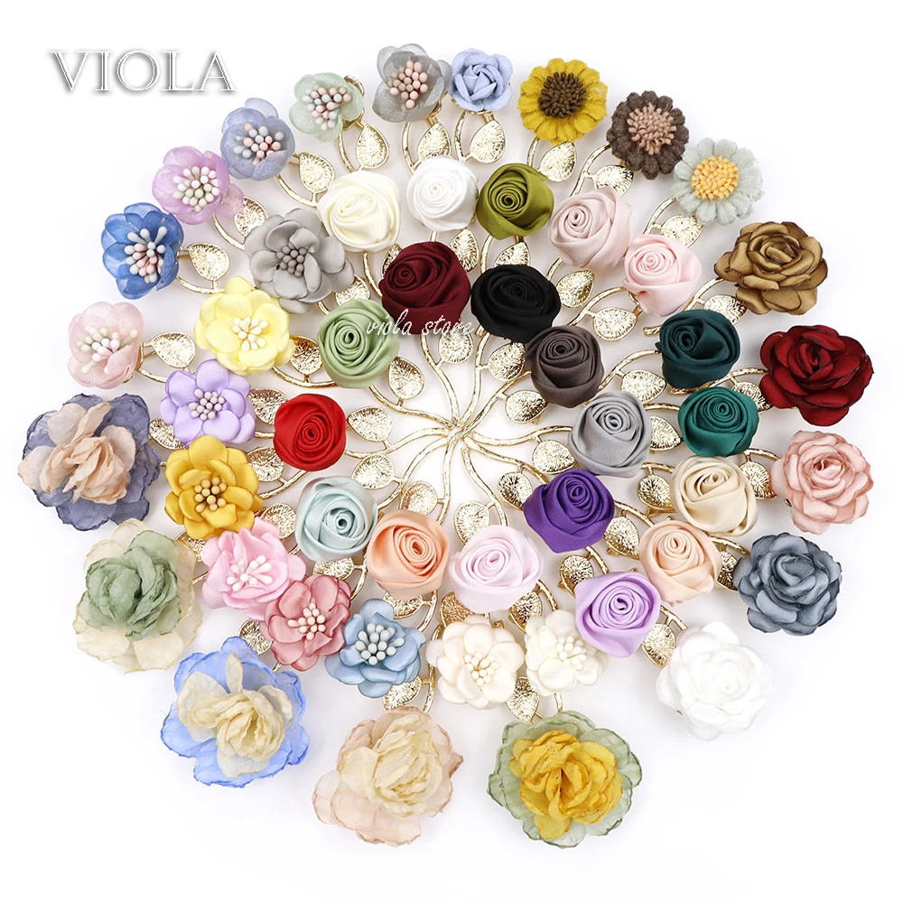 Colorful-Flower-Fabric-Brooches-Rose-Red-Peach-Women-Men-Jewelry-Pins ...