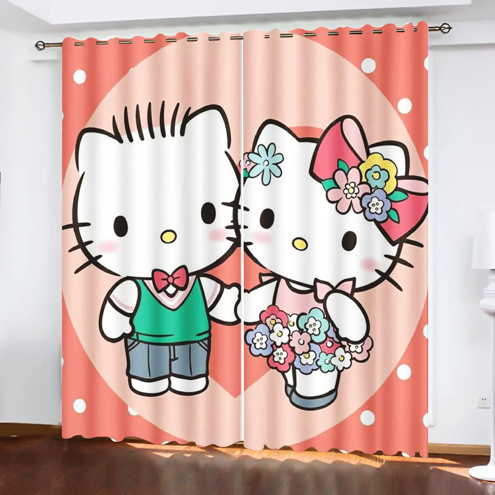Sanrio-Cartoon-Curtain-for-Window-Decoration-100-Polyester-Shade-Hello ...
