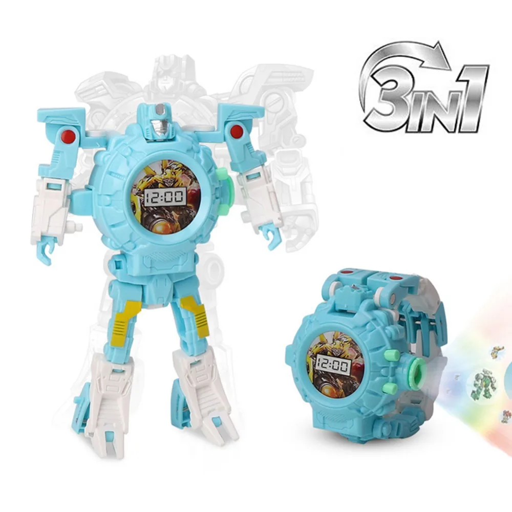 3 In 1 Boys Watch Toy Deformation Robot Projection Deformable Children ...