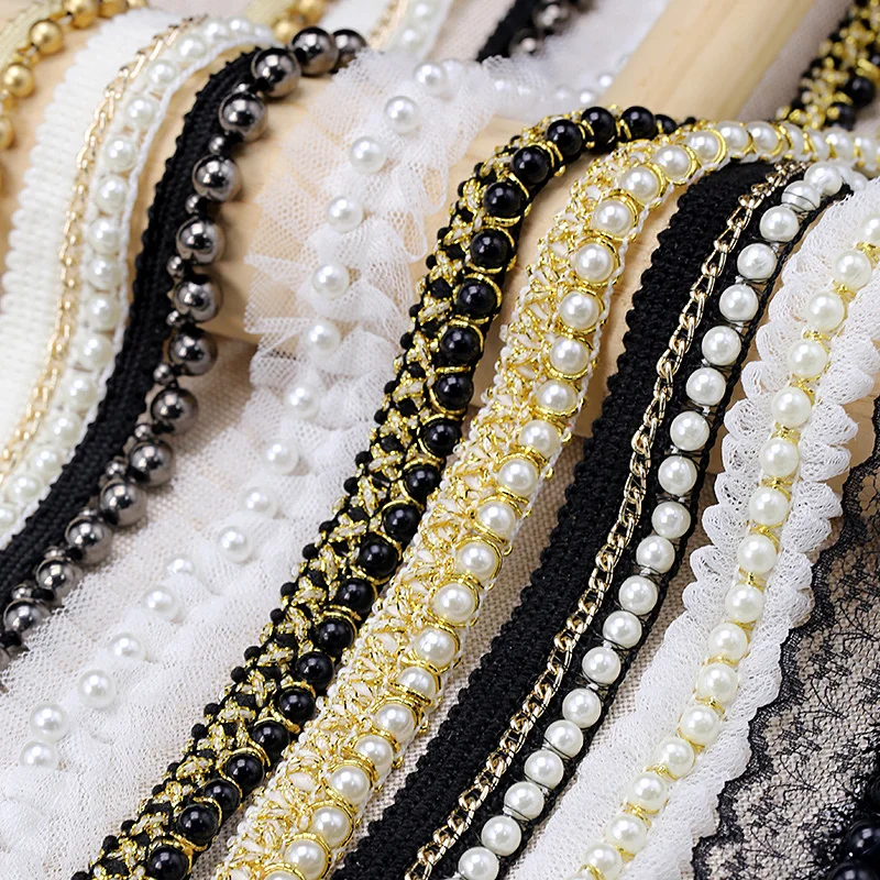 1Yard-Pearl-Lace-Trim-Ribbon-Edge-Fabric-Tape-Pearl-Gold-Lace-Edging ...