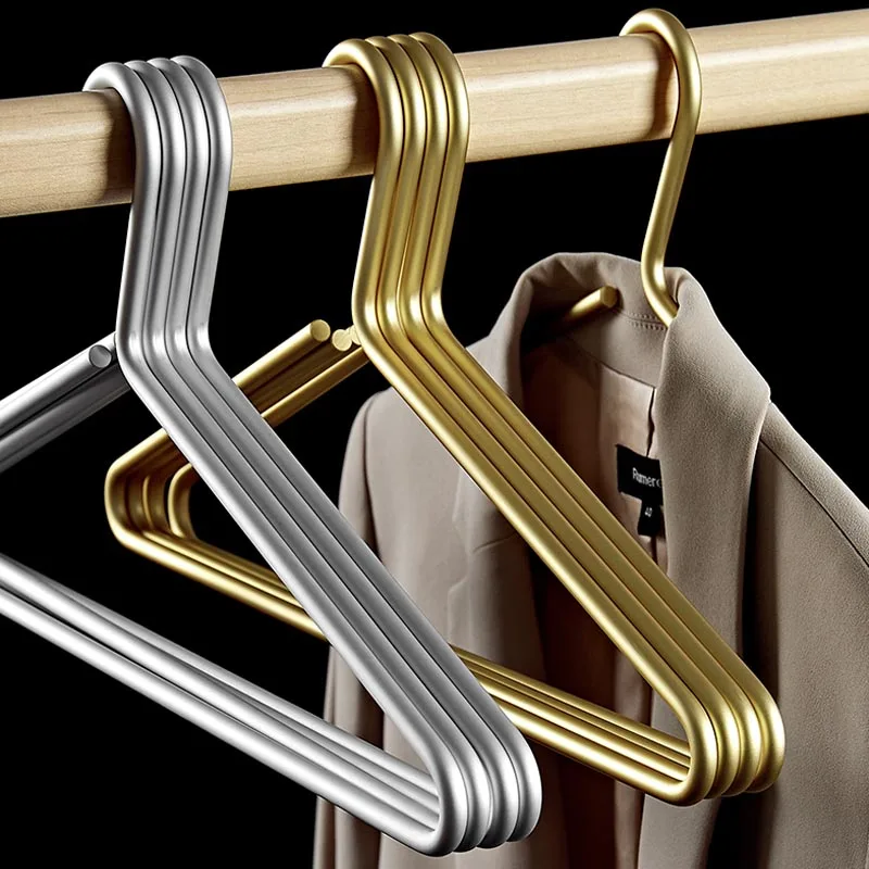 5pcs Solid Metal Hangers for Coat Durable Seamless Matte Gold/Sliver ...