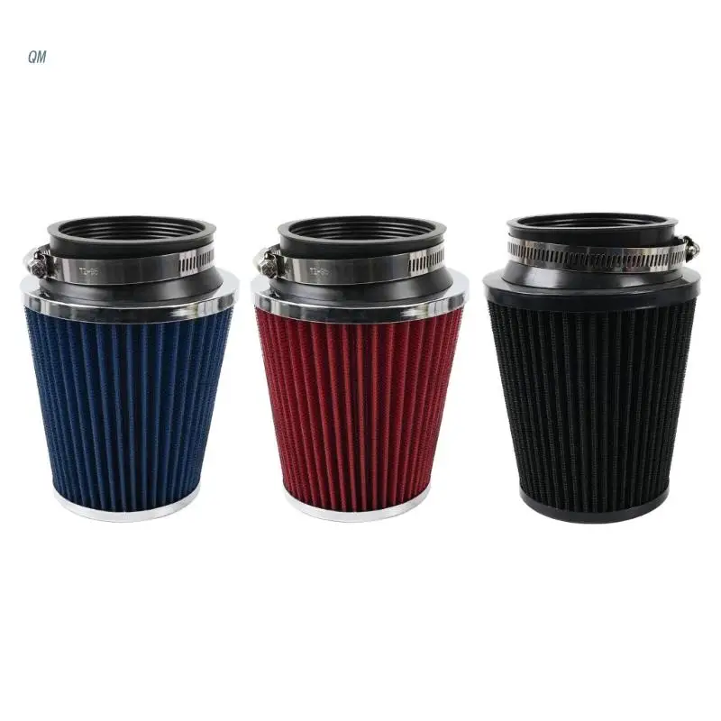 76mm-3-Cold-Air-Filter-Universal-Car-Round-Cone-High-Flow-Washable-Air ...