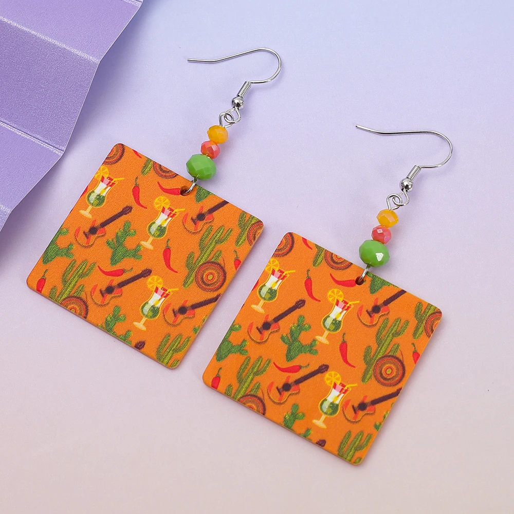 Geometric Square Acrylic Earrings For Women 2025 Trend Aesthetic Orange ...