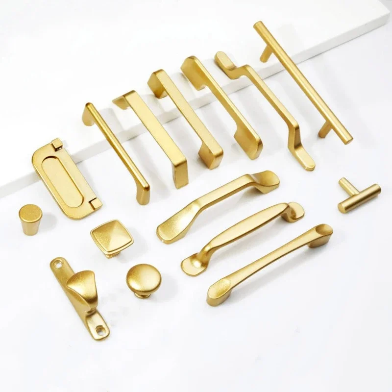 European-Style-Matte-Gold-Cabinet-Handles-Solid-Aluminum-Alloy-Kitchen ...