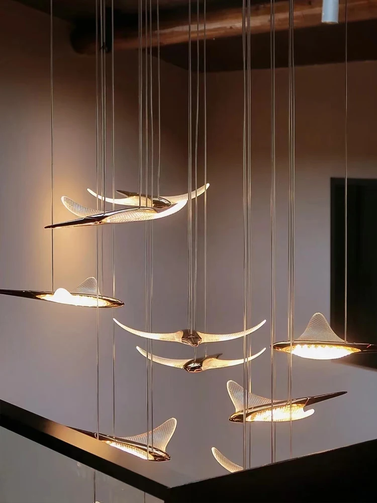Bird-Shaped-LED-Chandelier-Shape-Living-Room-Lamp-Designer-Villa-Attic ...