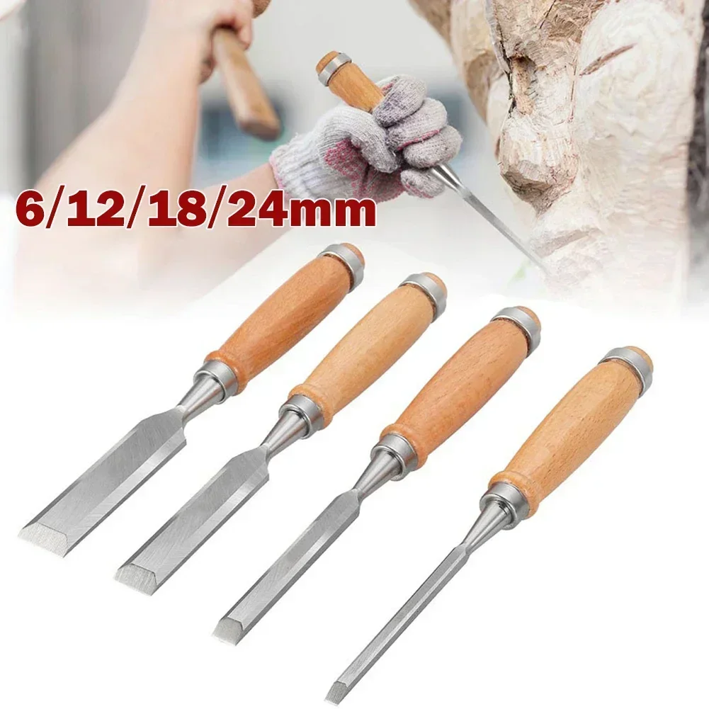 1pc Wood Chisel 6/12/18/24mm Carbon Steel Grooving Chisel Flat Shovel ...