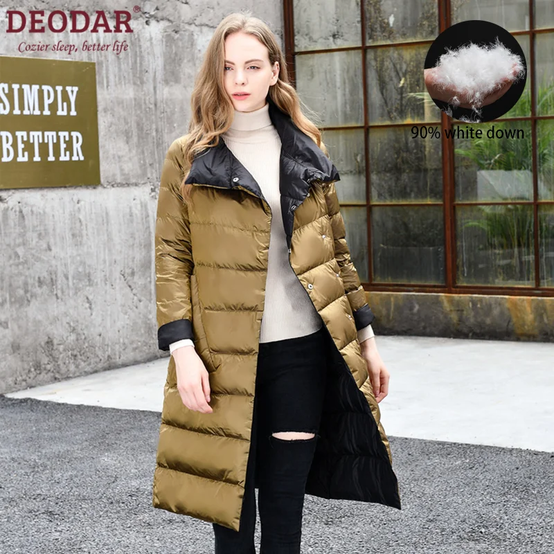 DEODAR-Plus-Size-Women-Double-Sided-Down-Long-Jacket-Winter-90-White ...