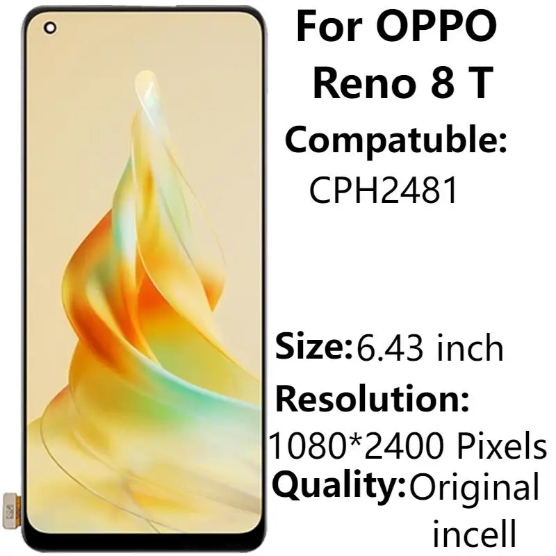 6-43-Original-For-OPPO-Reno8-T-CPH2481-LCD-Display-With-Frame-Reno-8T ...
