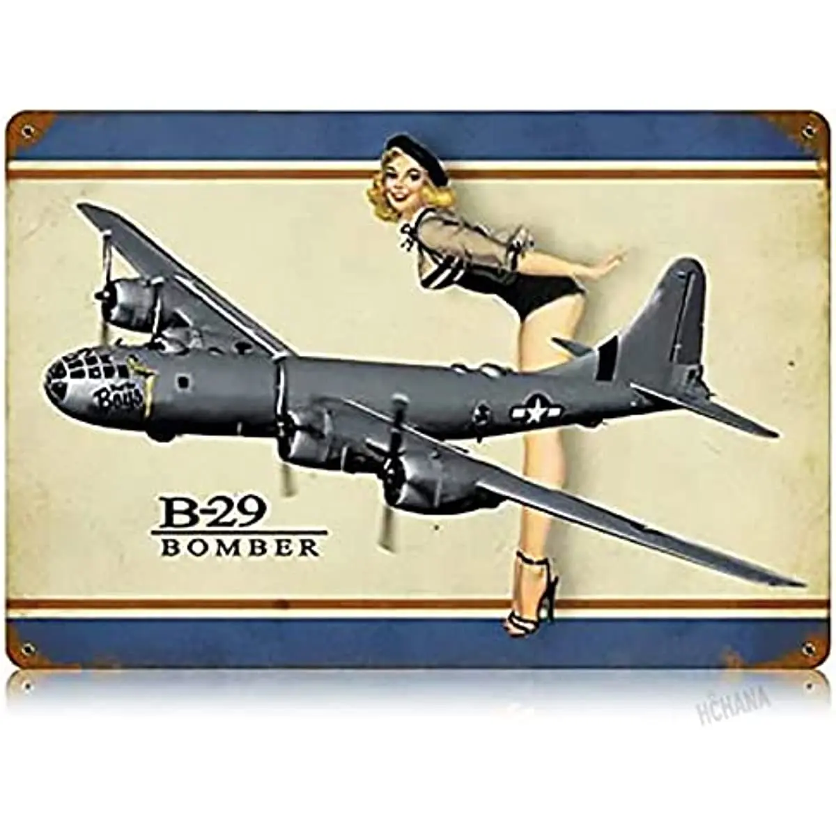 B-29-Bomber-Pin-Up-Girl-Retro-Metal-Air-Force-Series-Tin-Sign-8x12-inch ...