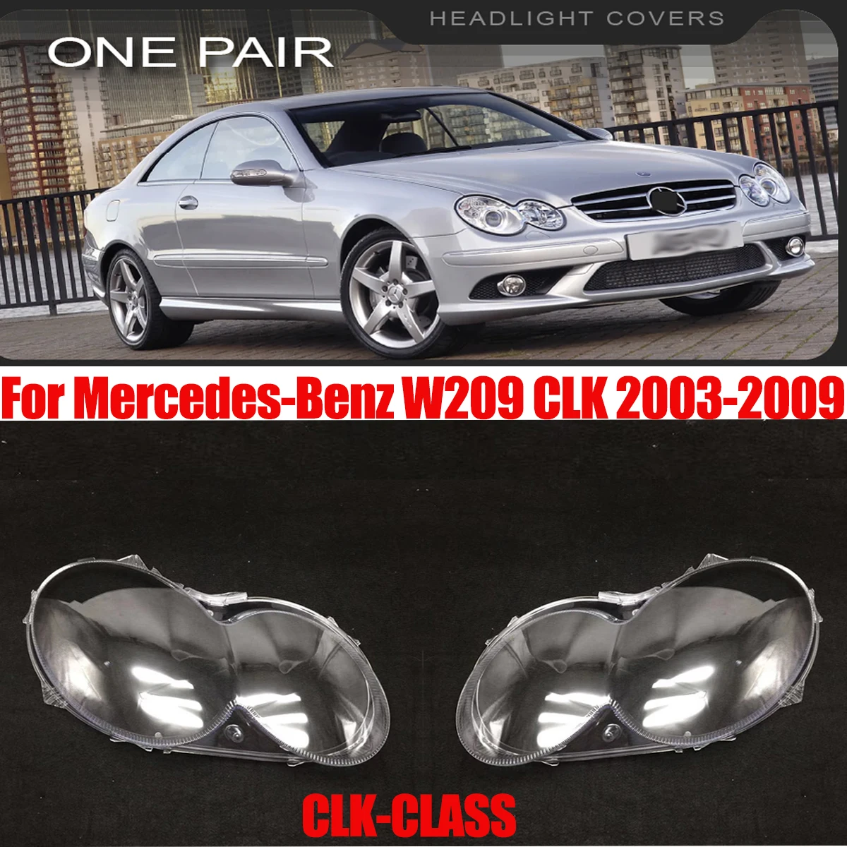 Pair Headlight Cover Shell Car Headlight Lens Cover For Mercedes-benz ...