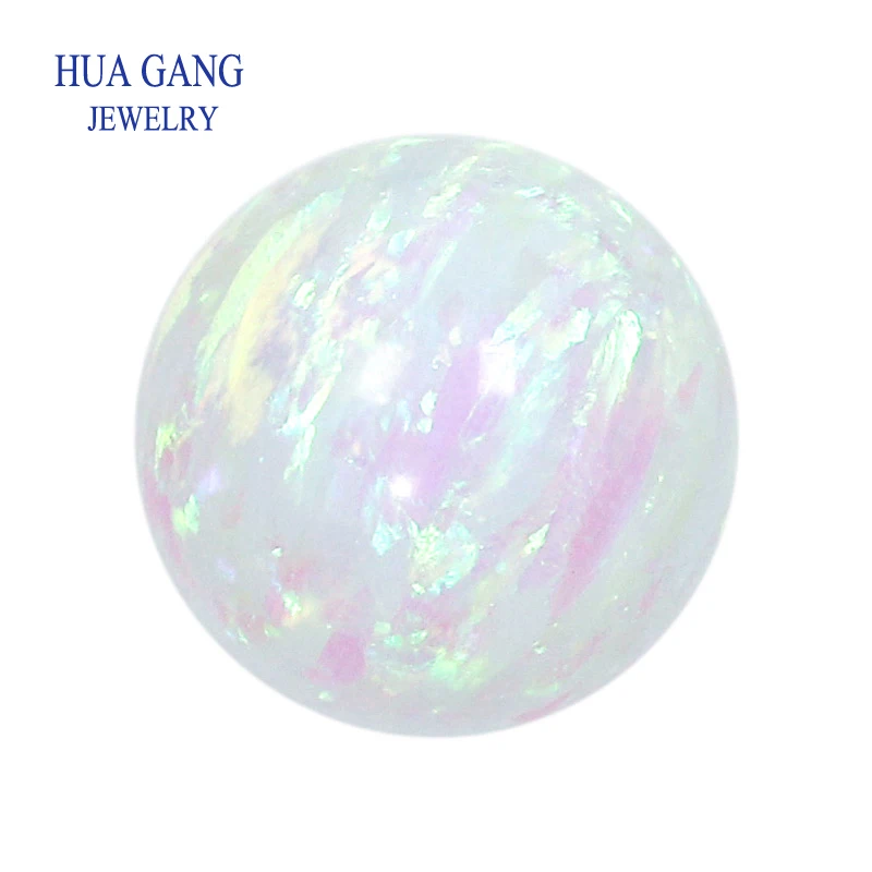 Synthetic Opal OP16 White color Synthetic Round Ball Opal Half Hole ...