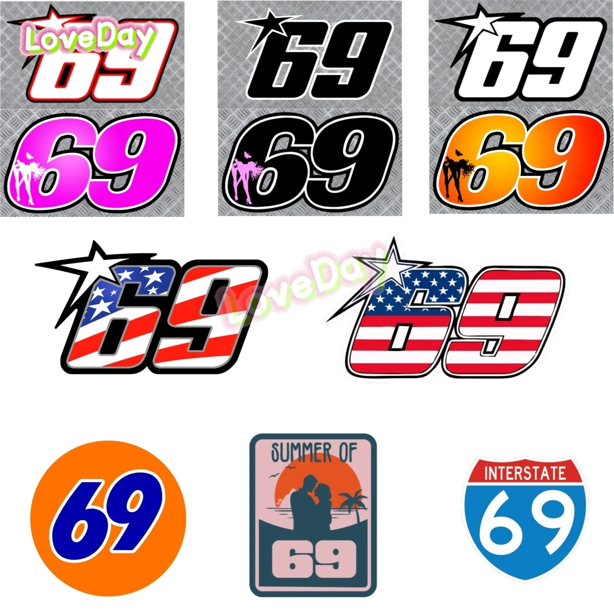 69-Number-Motorcycle-Car-Sticker-US-Number-Racing-Sticker-Car-Window ...