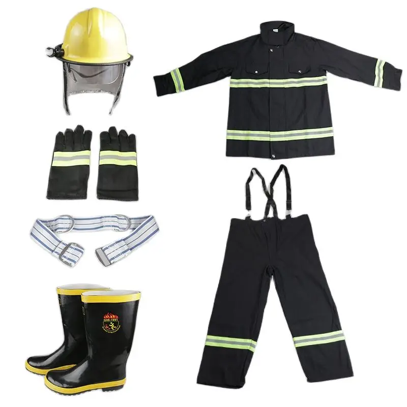 Five-piece Fire equipment Combat Suits Flame Retardant High Temperature ...