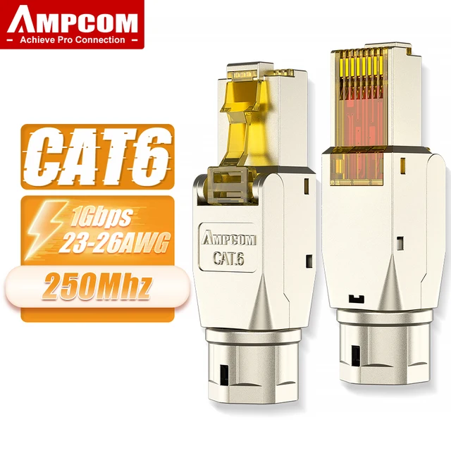 AMPCOM Toolless RJ45 Connector, CAT8/7A/7/6A/6 Tool free Reusable ...