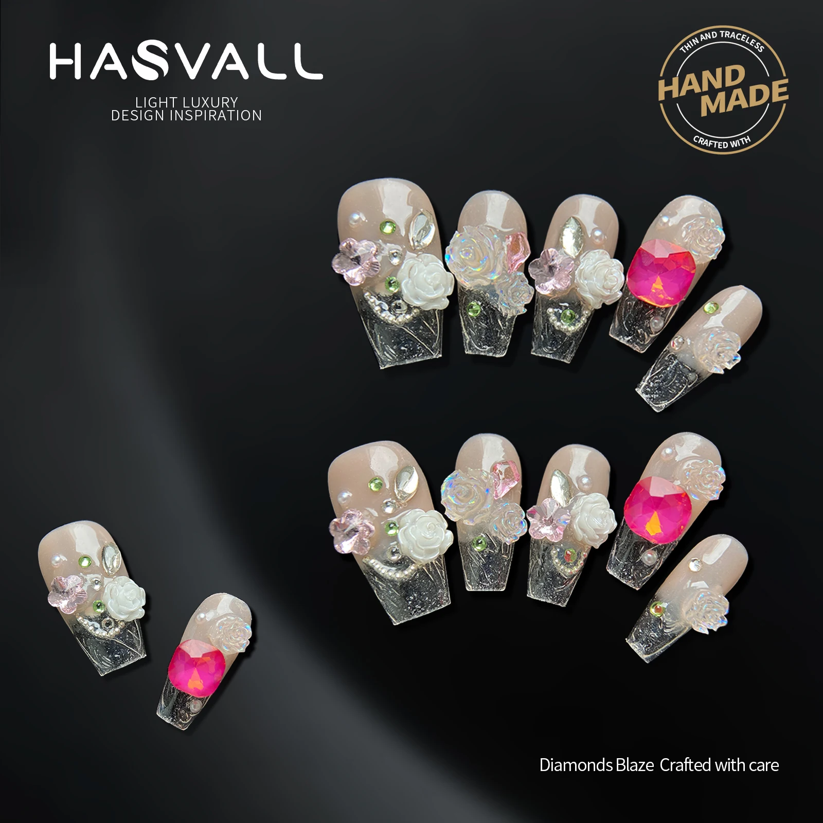Hasvall-handgemachte-mittlere-Sarg-Ballerina-falsche-Nagels-pitzen-mit ...
