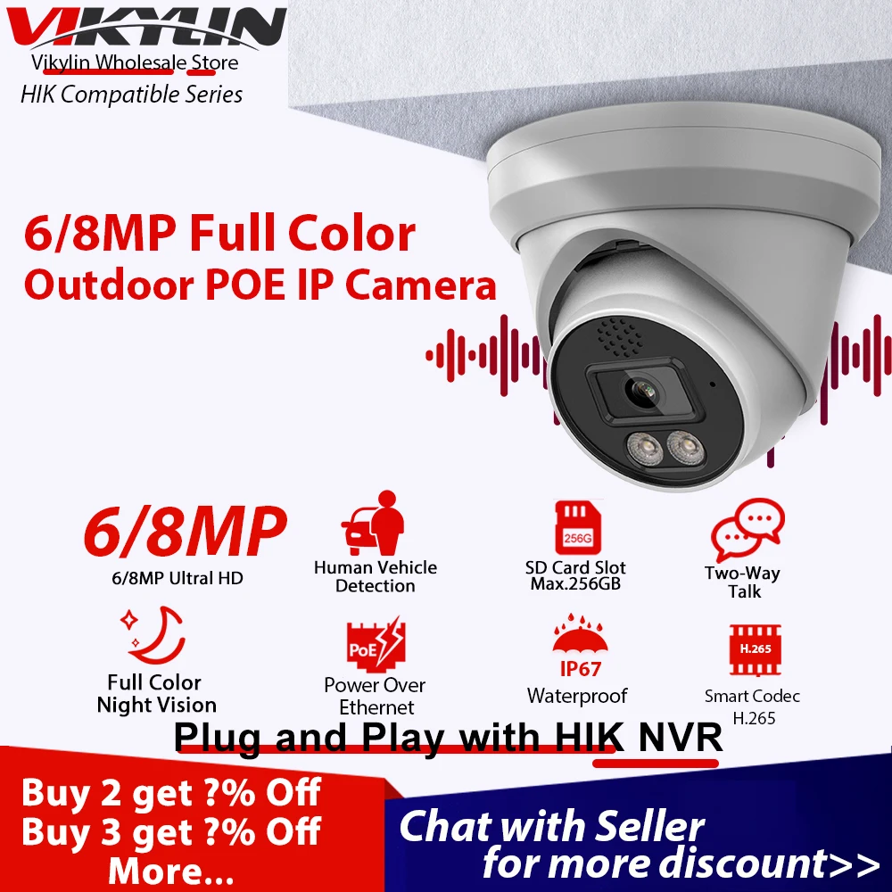 Vikylin-8MP-IP-Security-Camera-for-Hik-Compatible-Onvif-POE-SD-Human ...