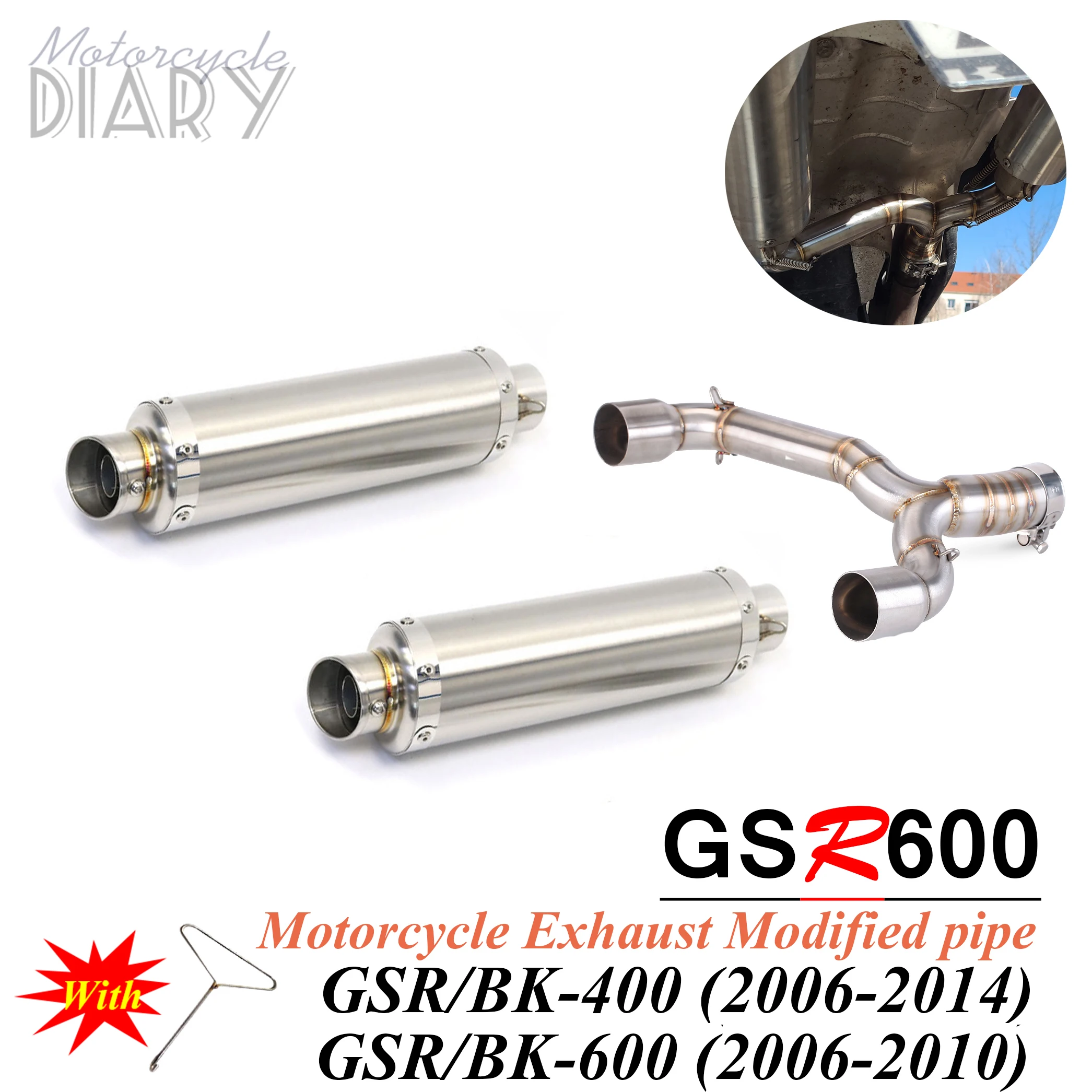 GSR-400-600-Slip-On-Motorcycle-Middle-Link-Pipe-Exhaust-Racing-Muffler ...