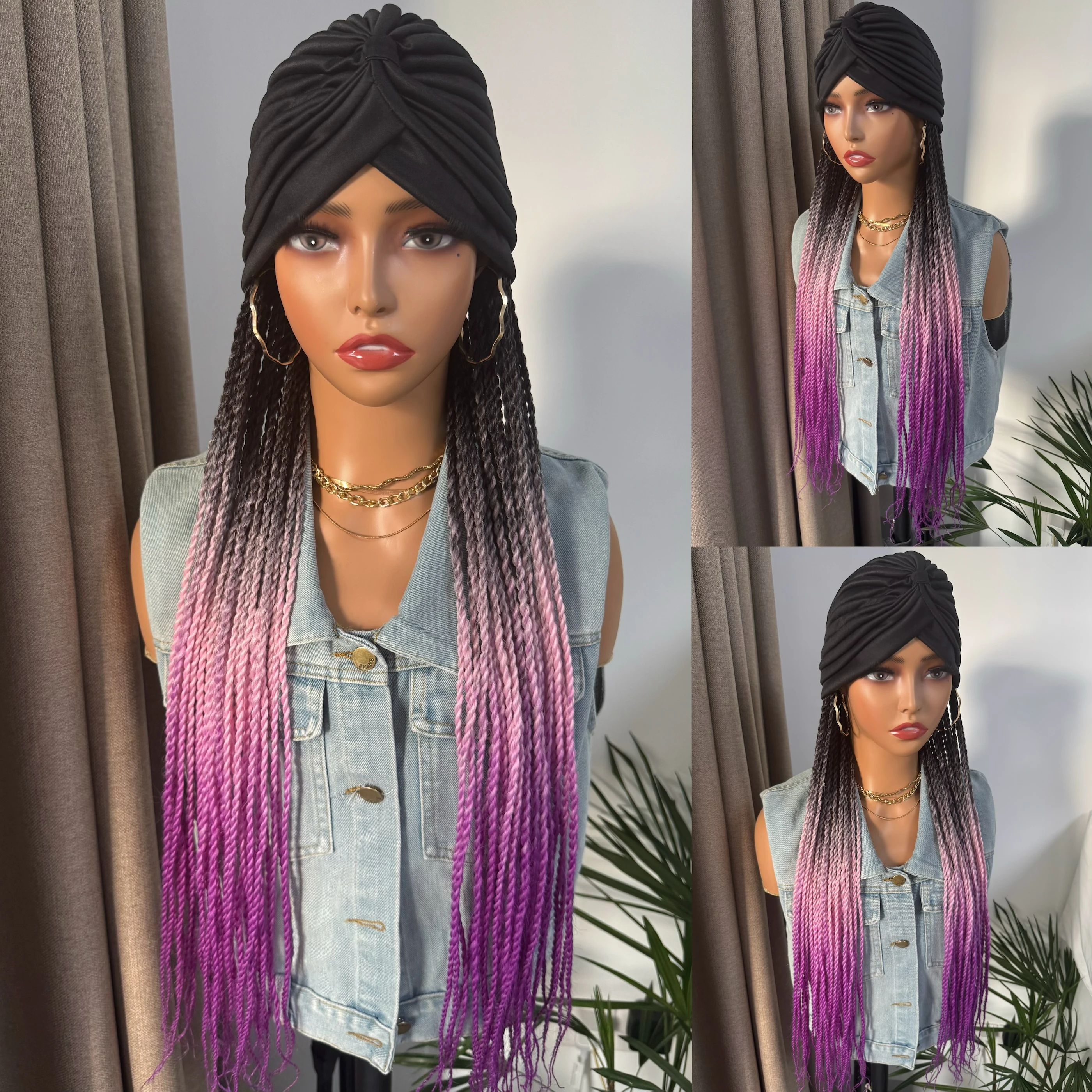WIGERA Long 24Inch Ombre Fantasy Senegalese Twist Braided Synthetic Wig ...