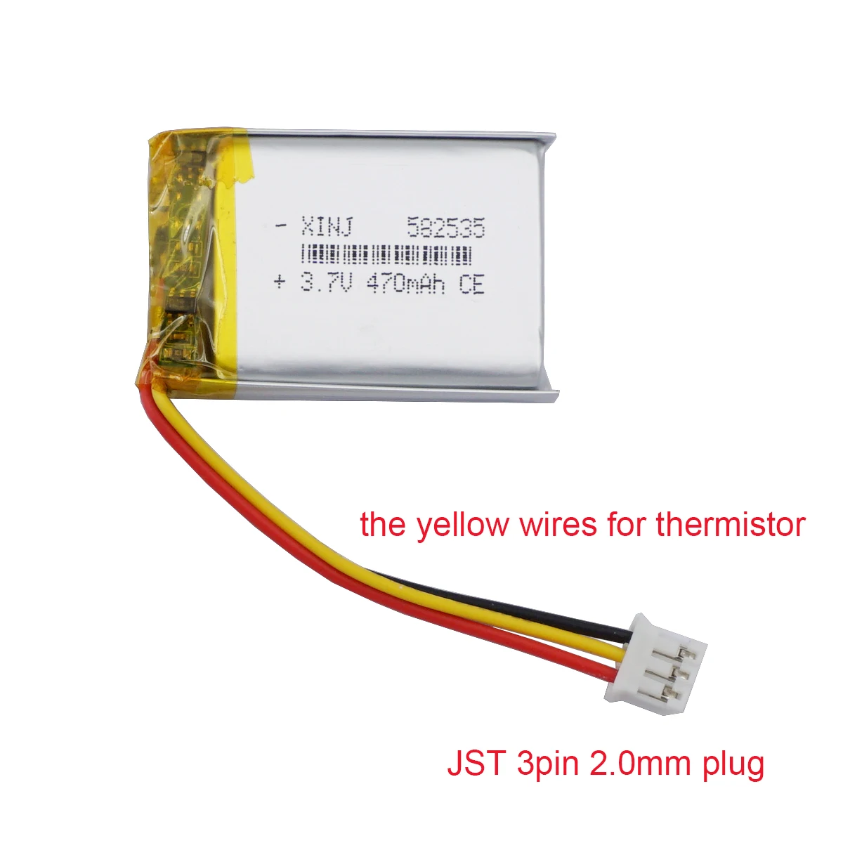 3.7V 470mAh 1.74Wh Li-Polymer Li Battery 582535 JST 3pin 2.0mm ...