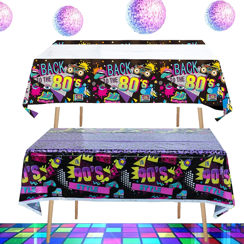 1980s-Party-Supplies-Disposable-Tableware-I-Love-80-s-Tablecloth-Disco ...