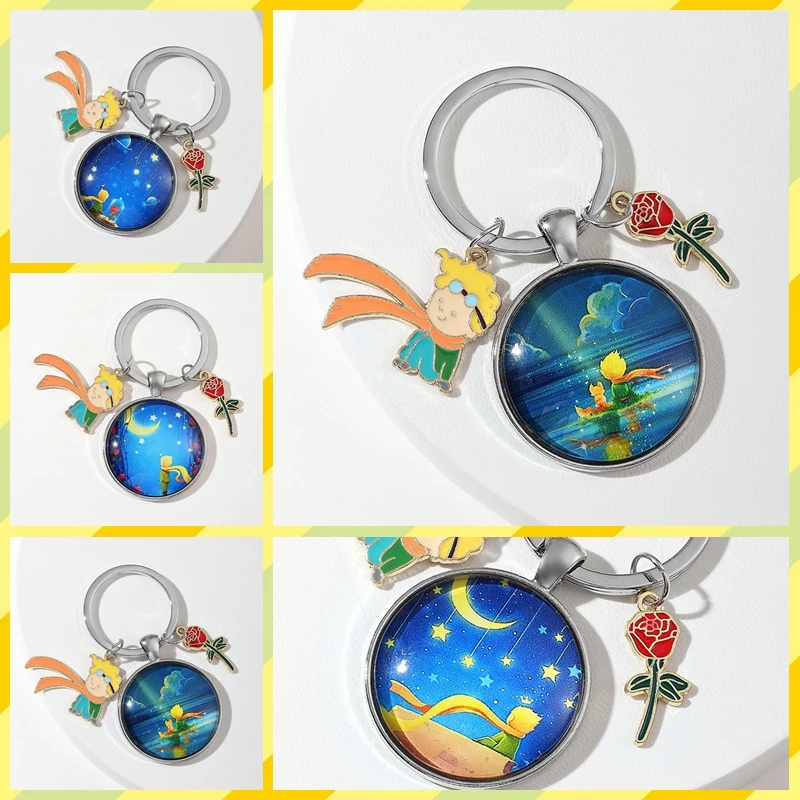 New-Little-Prince-Fox-Keychain-Starry-Sky-Back-Metal-Rose-Keyring ...