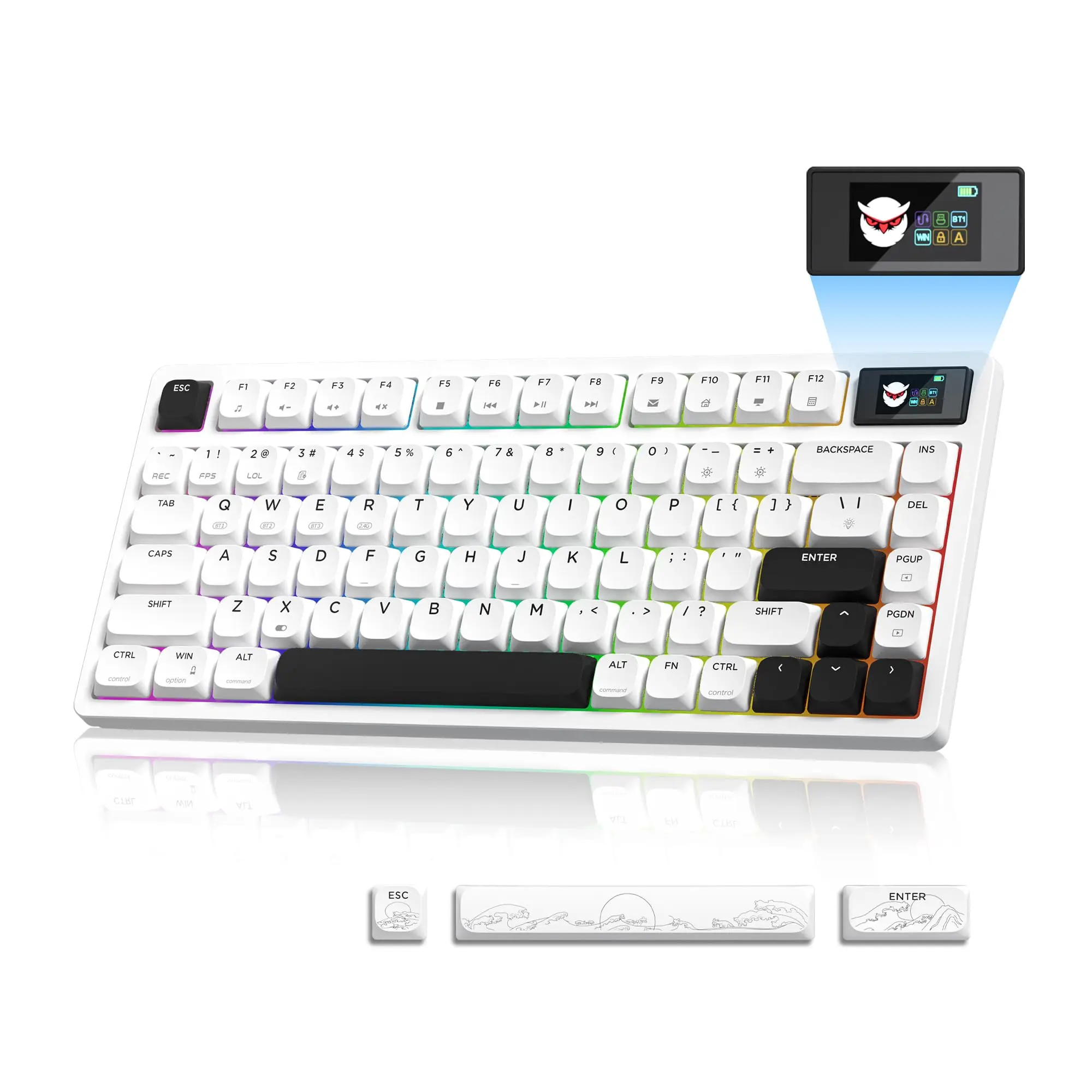 XVX-L75-Pro-Teclado-Mec-nico-de-Perfil-Baixo-Display-OLED-Bluetooth-5-1 ...