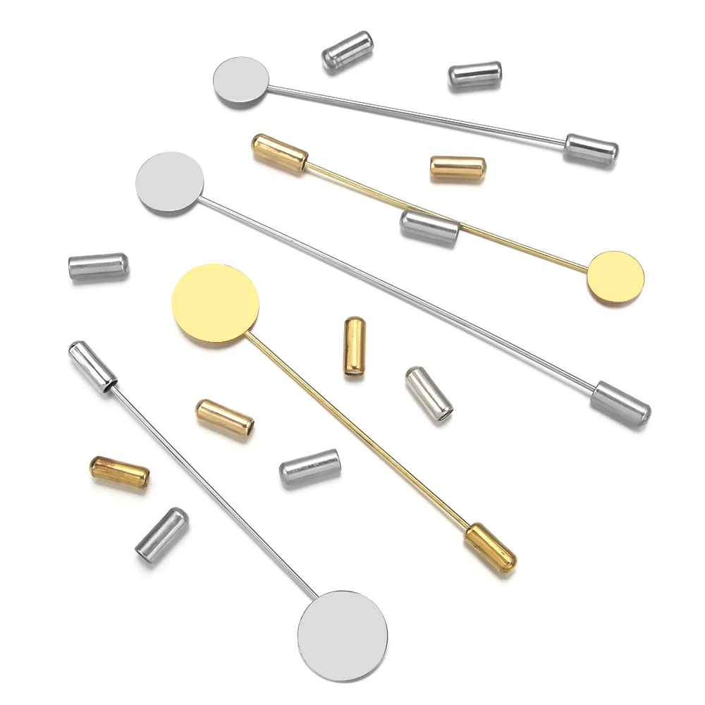 10pcs/lot 10/12/15mm Copper Plated Round Blank Tray Pin Brooch Base ...