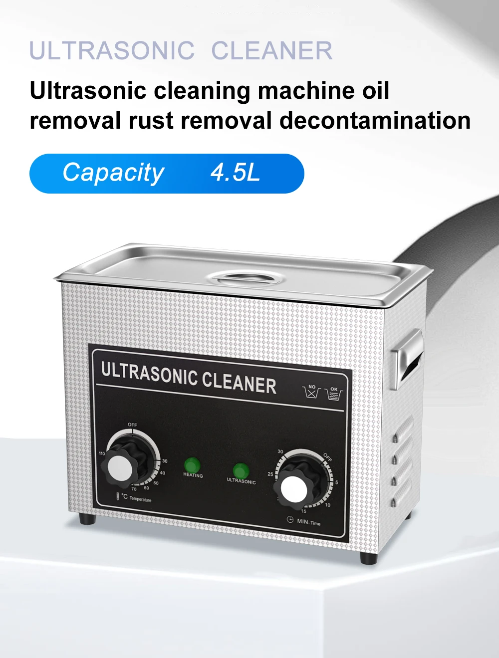 4.5L 180w Ultrasonic Cleaner with Heater Timer Ultrasonic Bath Cleaning ...