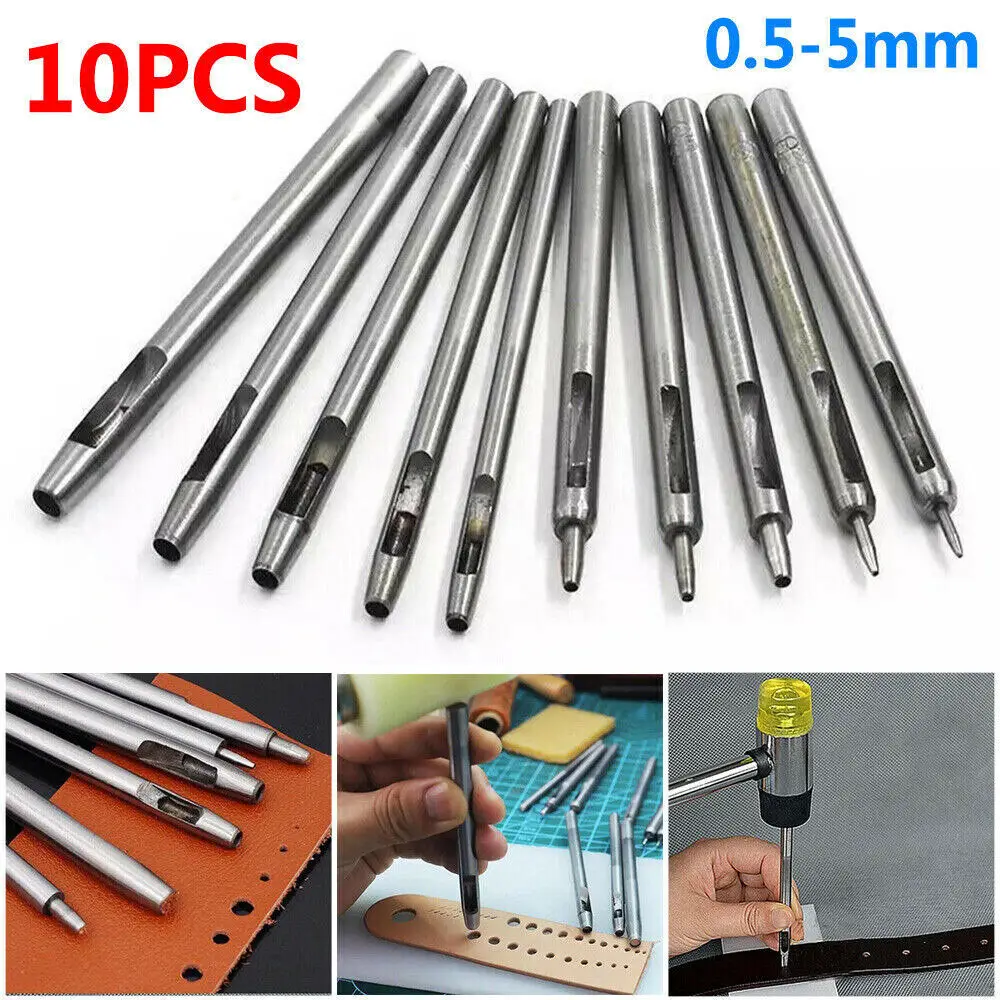 Juego de perforadoras huecas para cuero, herramientas para trabajo de Material suave, 0,5 5Mm ...