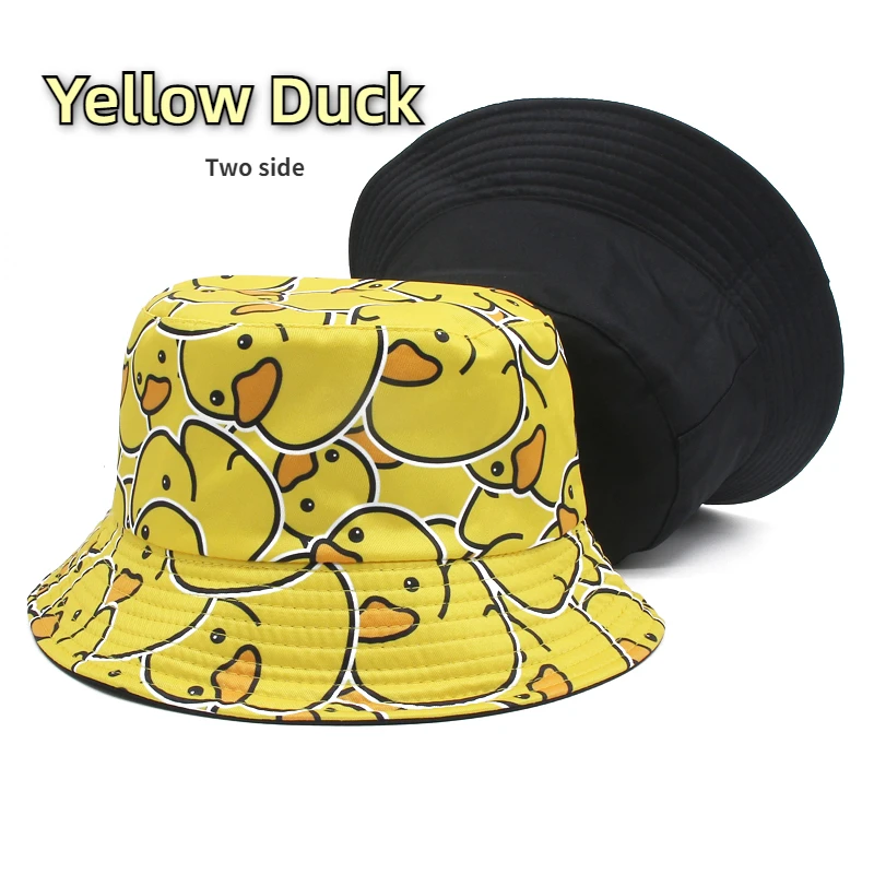 Y2K-Reversible-Yellow-Duck-Bucket-Hat-for-Men-Women-Summer-Beach-Sun ...