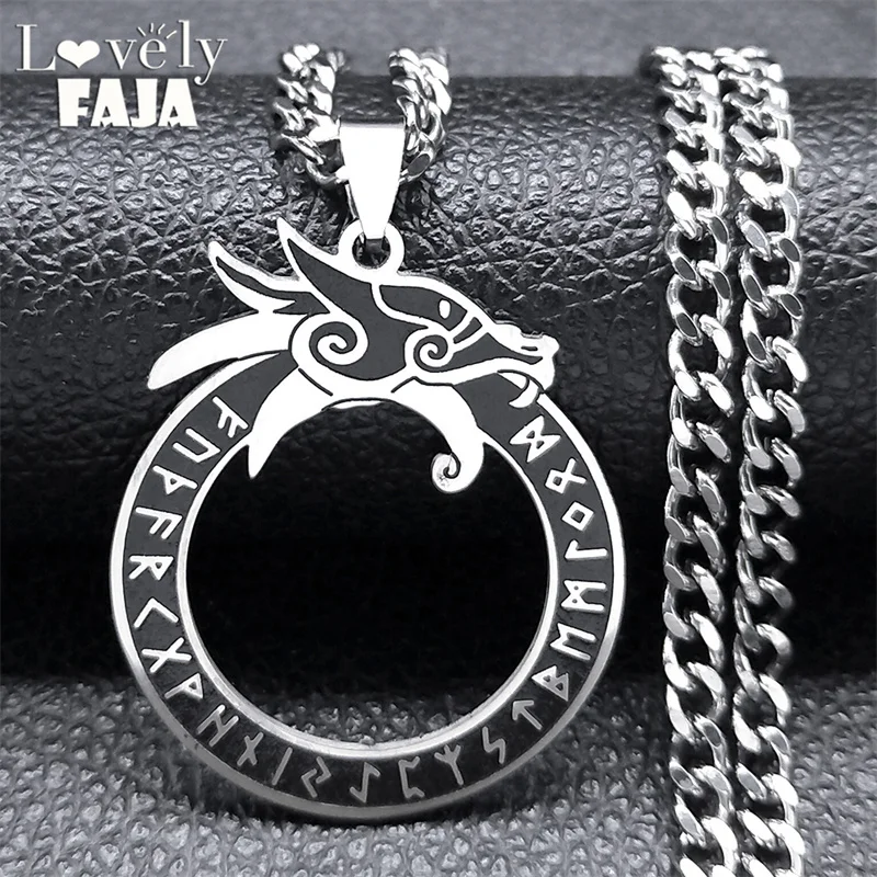 Viking-Nordic-Rune-Dragon-Ouroboros-Necklace-for-Women-Men-Stainless ...